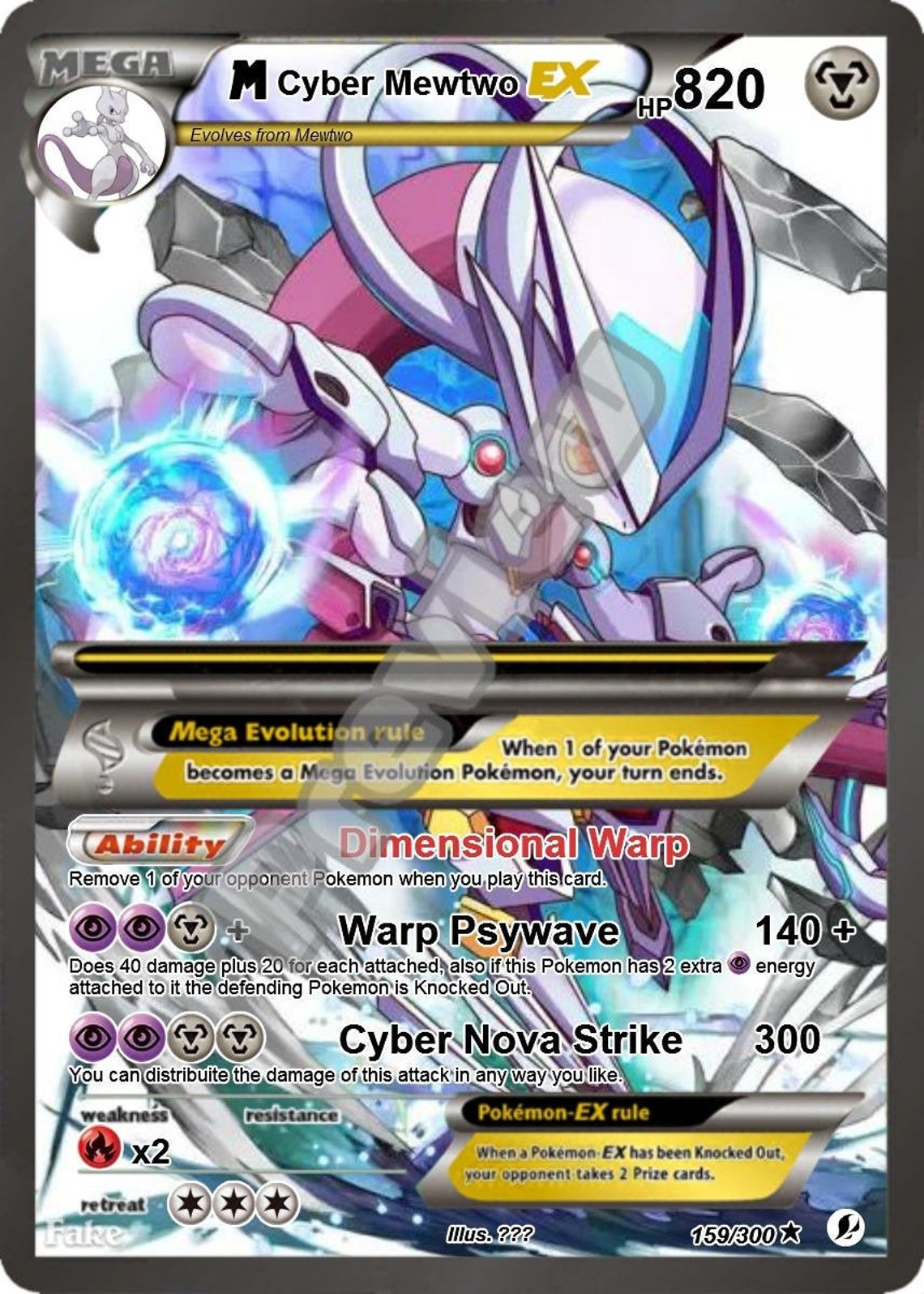 M Cyber Mewtwo Gx Gmax Vmax Gigantamax Ex Pokemon Card - Etsy