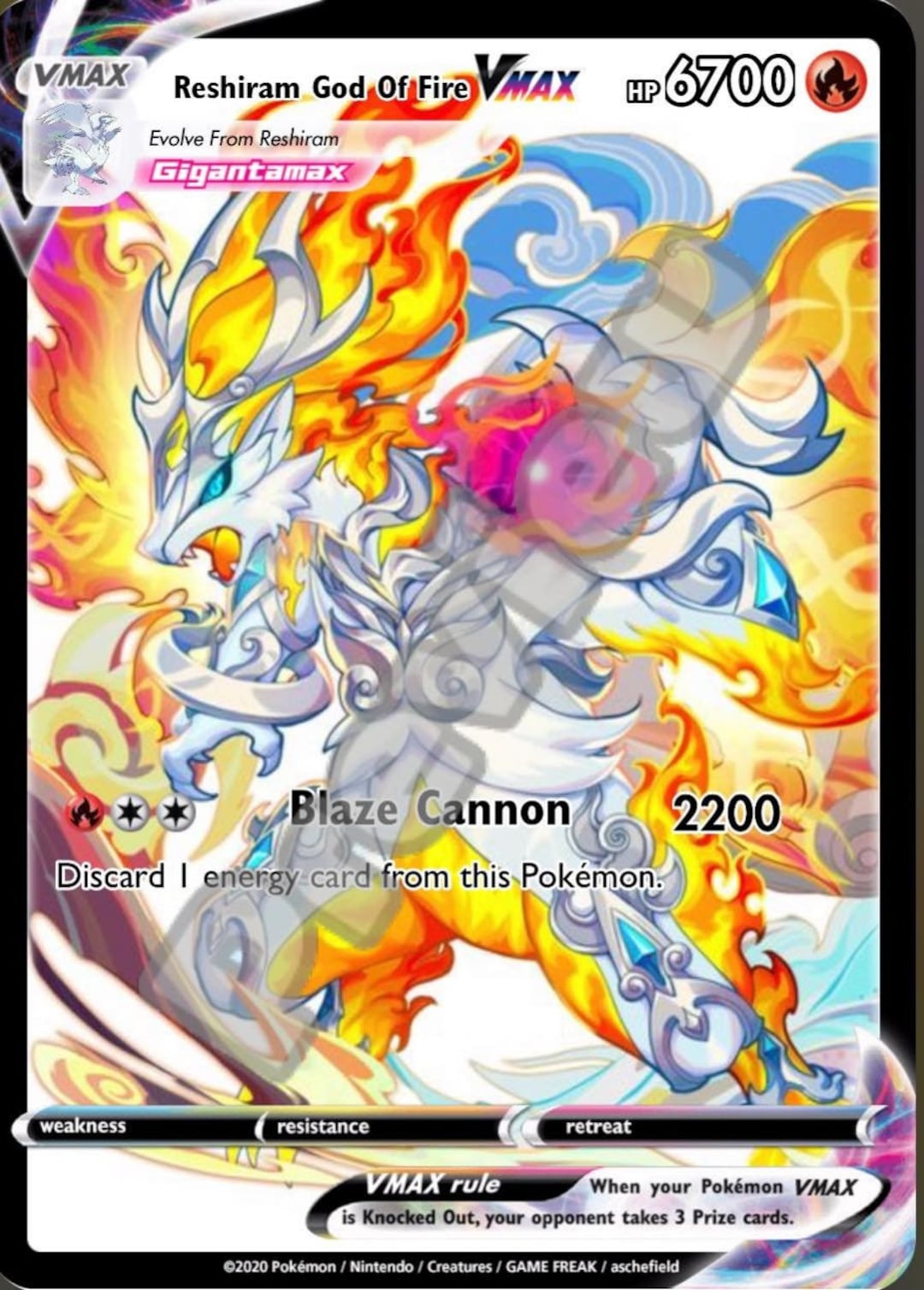 Reshiram God of Fire VMAX Ex Pokemon Card - Etsy