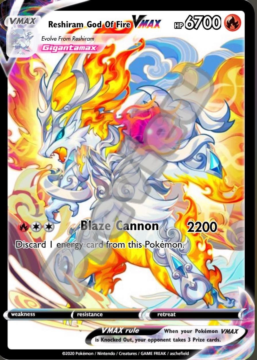 Reshiram God of Fire VMAX Ex Pokemon Card - Etsy