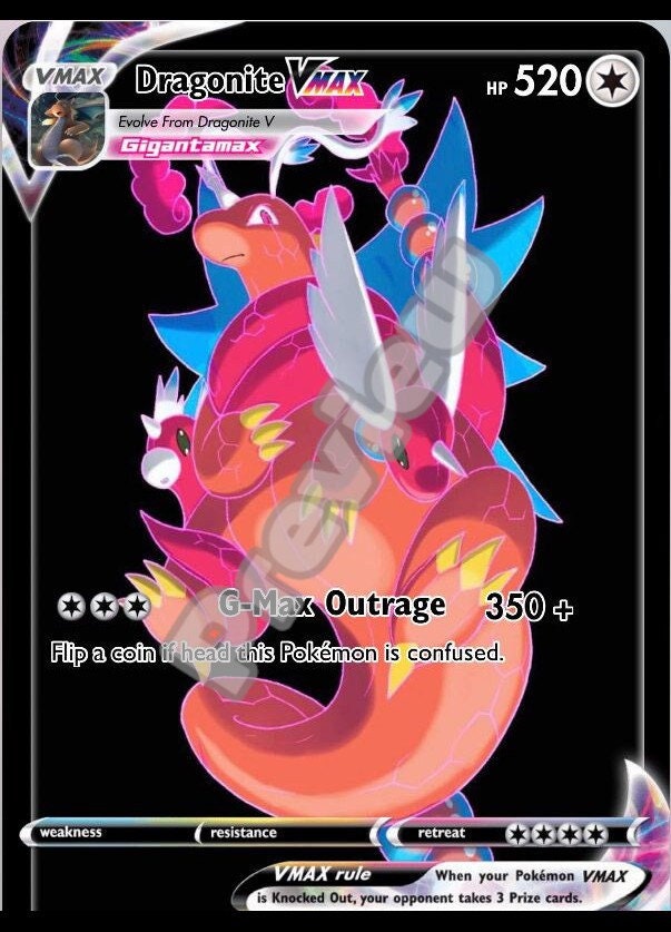 Dragonite Vmax Gx Ex Custom Card - Etsy Hong Kong