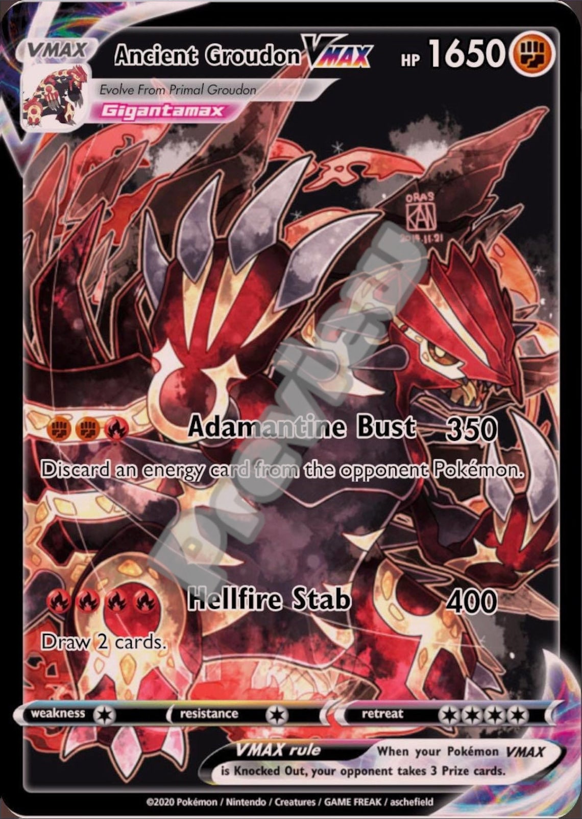 Ancient Groudon Vmax Pokemon Card Etsy Canada