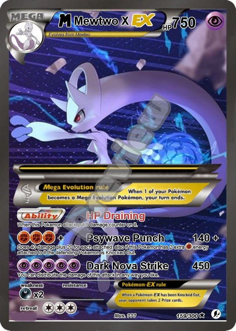M Mewtwo X Ex pokemon card | Etsy