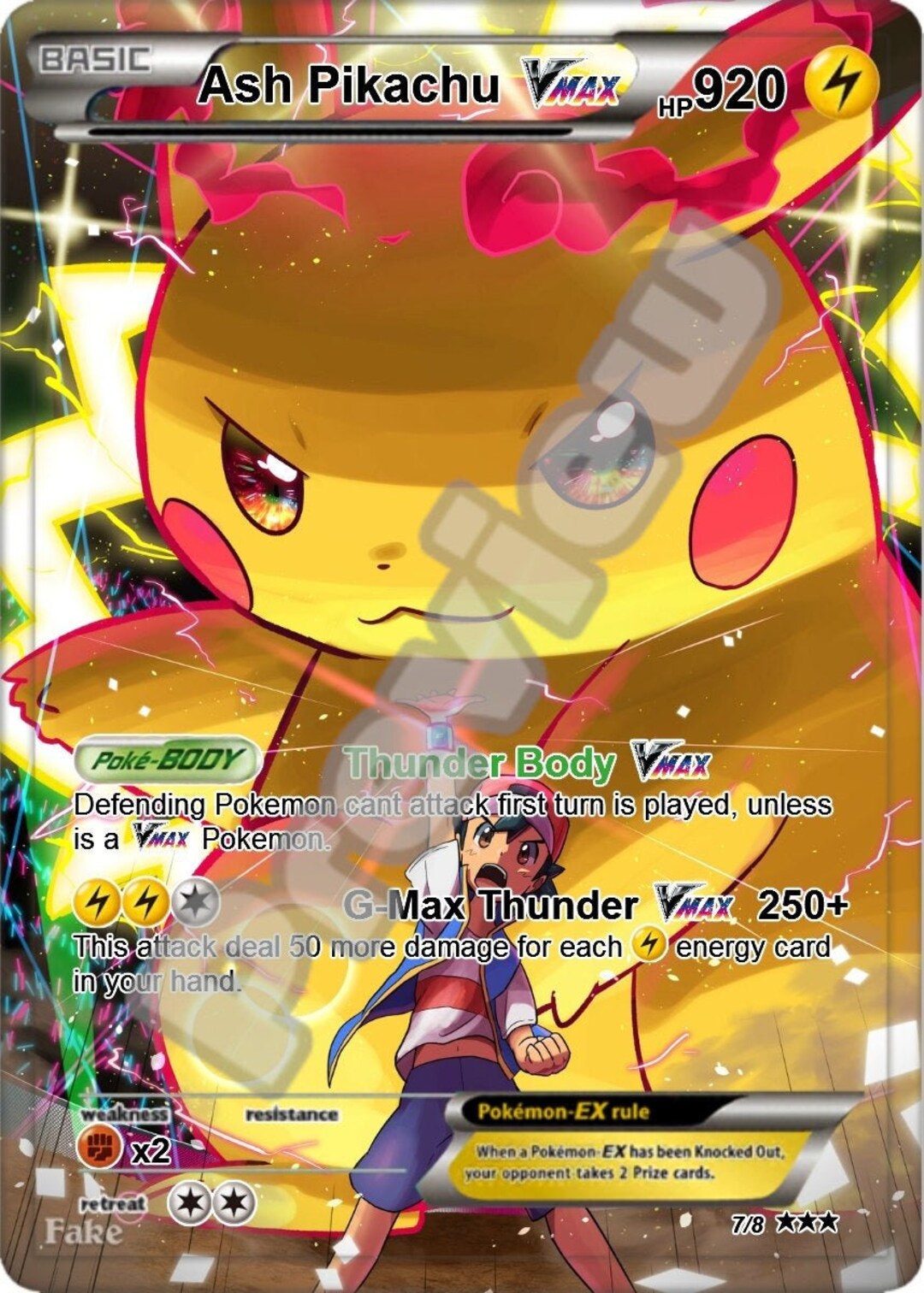 Ash Pikachu VMAX Pokemon Card Etsy Sweden
