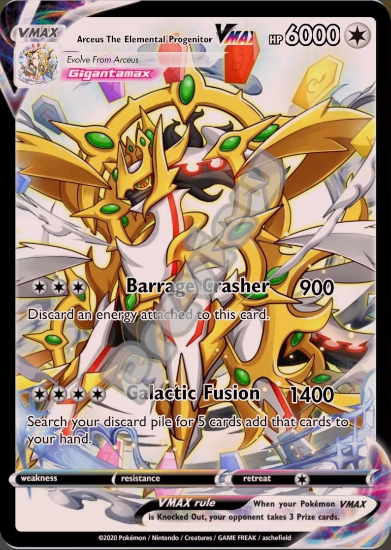 Arceus the Elemental Progenitor VMAX Pokemon Card - Etsy