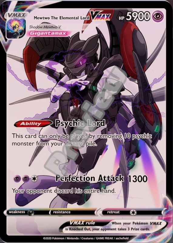 Mewtwo the Elemental Lord VMAX Pokemon Card - Etsy Australia