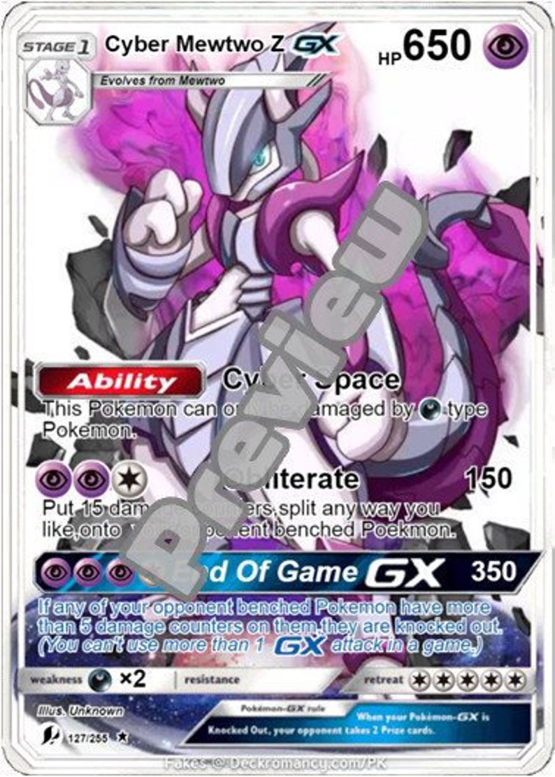 Cyber Mewtwo Z GX Pokemon Card - Etsy