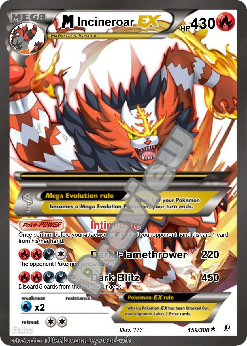 M Incineroar Ex gx pokemon card | Etsy