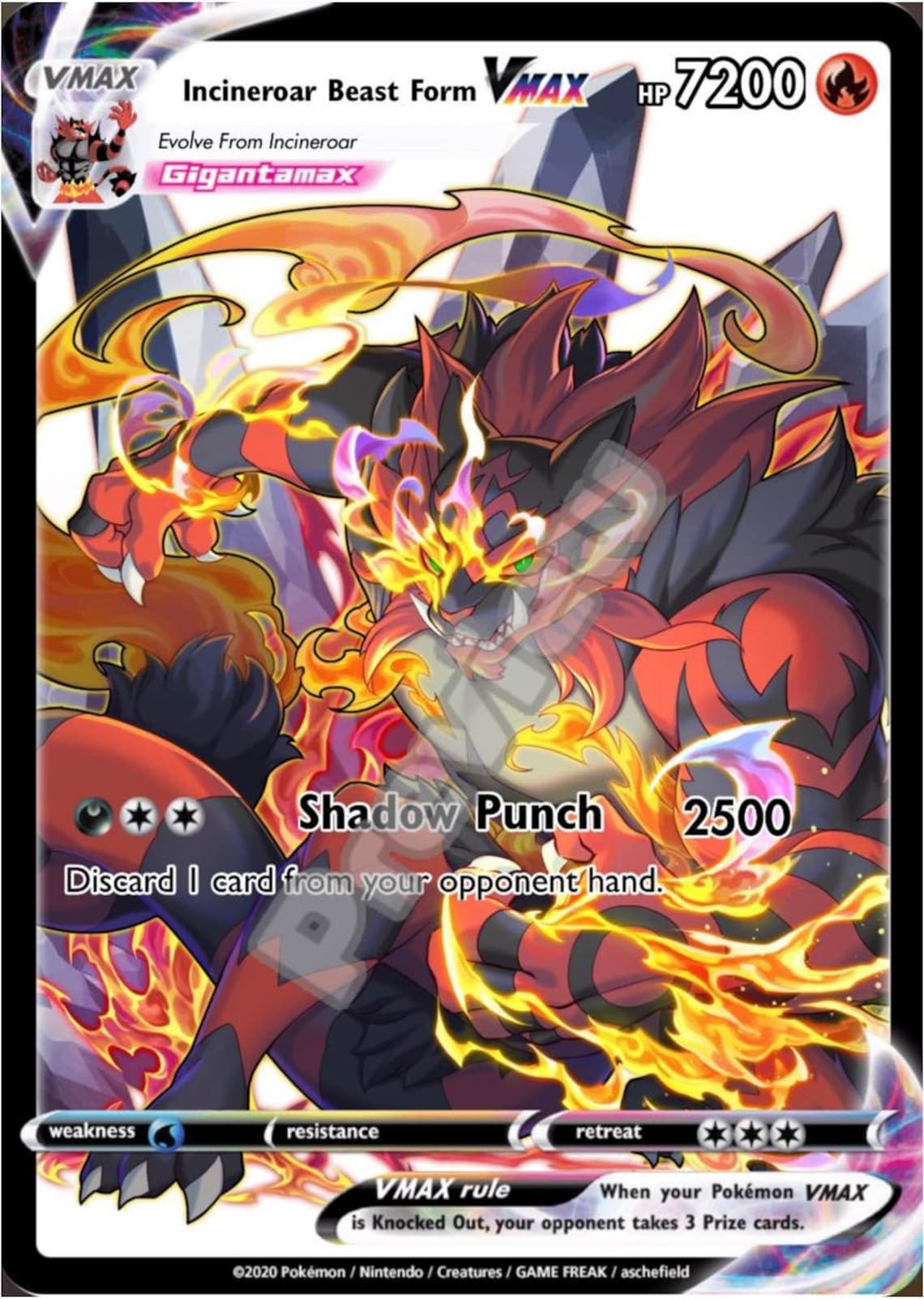 Incineroar Vmax Gx Ex Vstar Ash Ketchum Gx Pokemon Card - Etsy