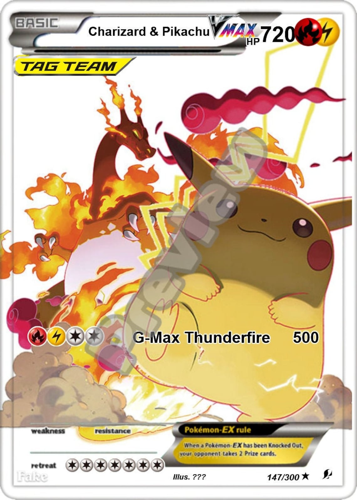 Charizard & and E Pikachu Tag Team Gx Gmax Vmax Gigantamax Ex - Etsy Canada