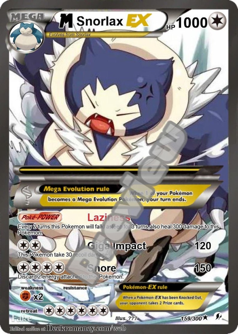 M Snorlax Ex Custom Card - Etsy