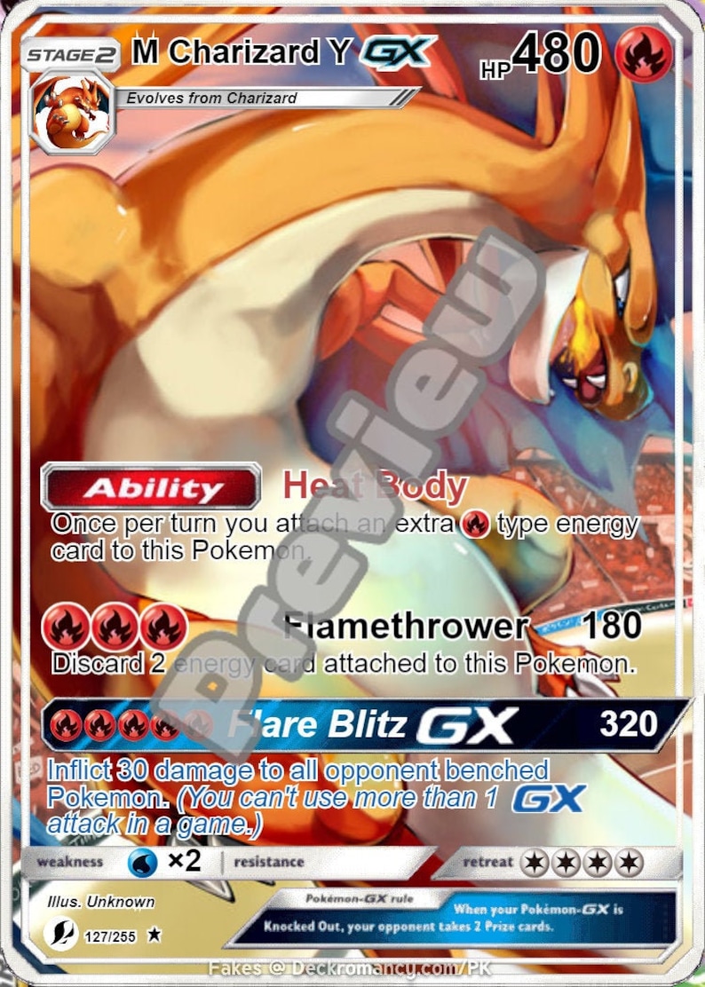M Charizard Y GX Pokemon Card - Etsy