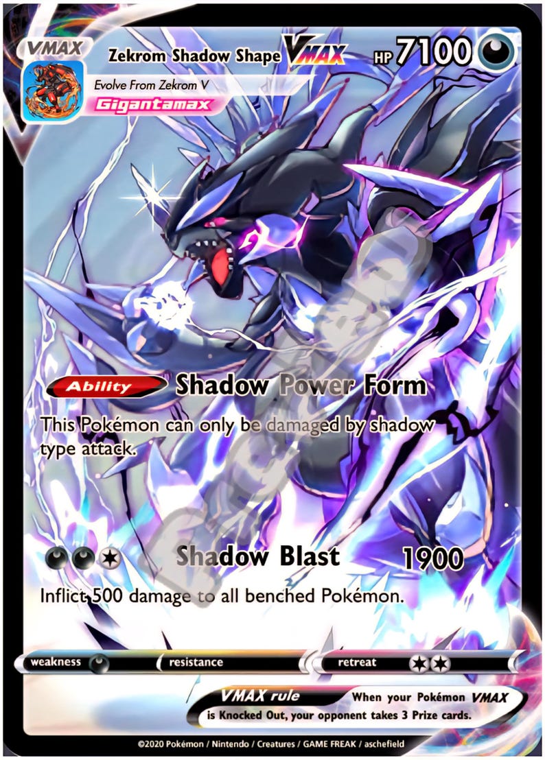 Zekrom Shadow VMAX EX Pokemon Card - Etsy