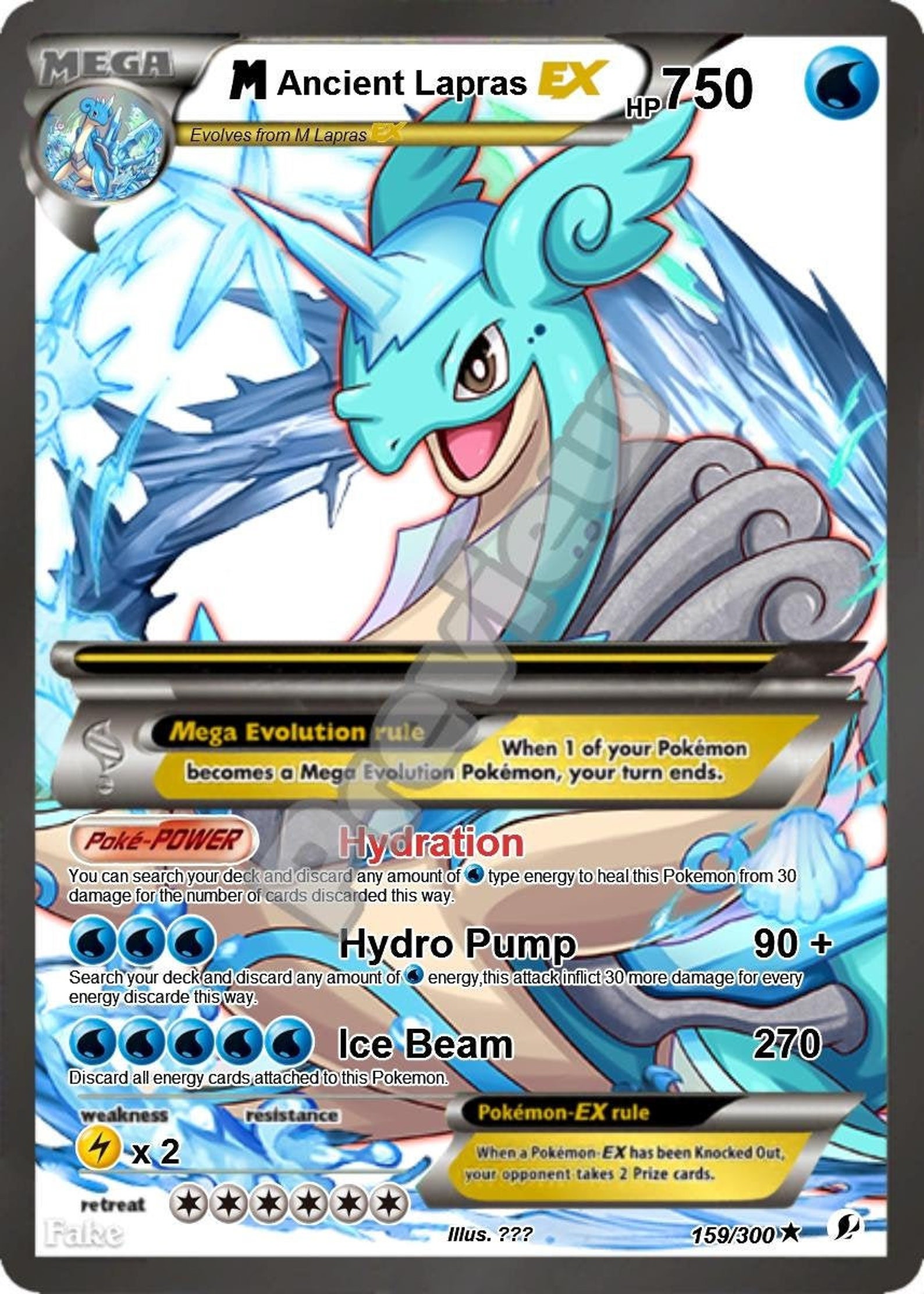M Ancient Lapras Ex Pokemon Card - Etsy