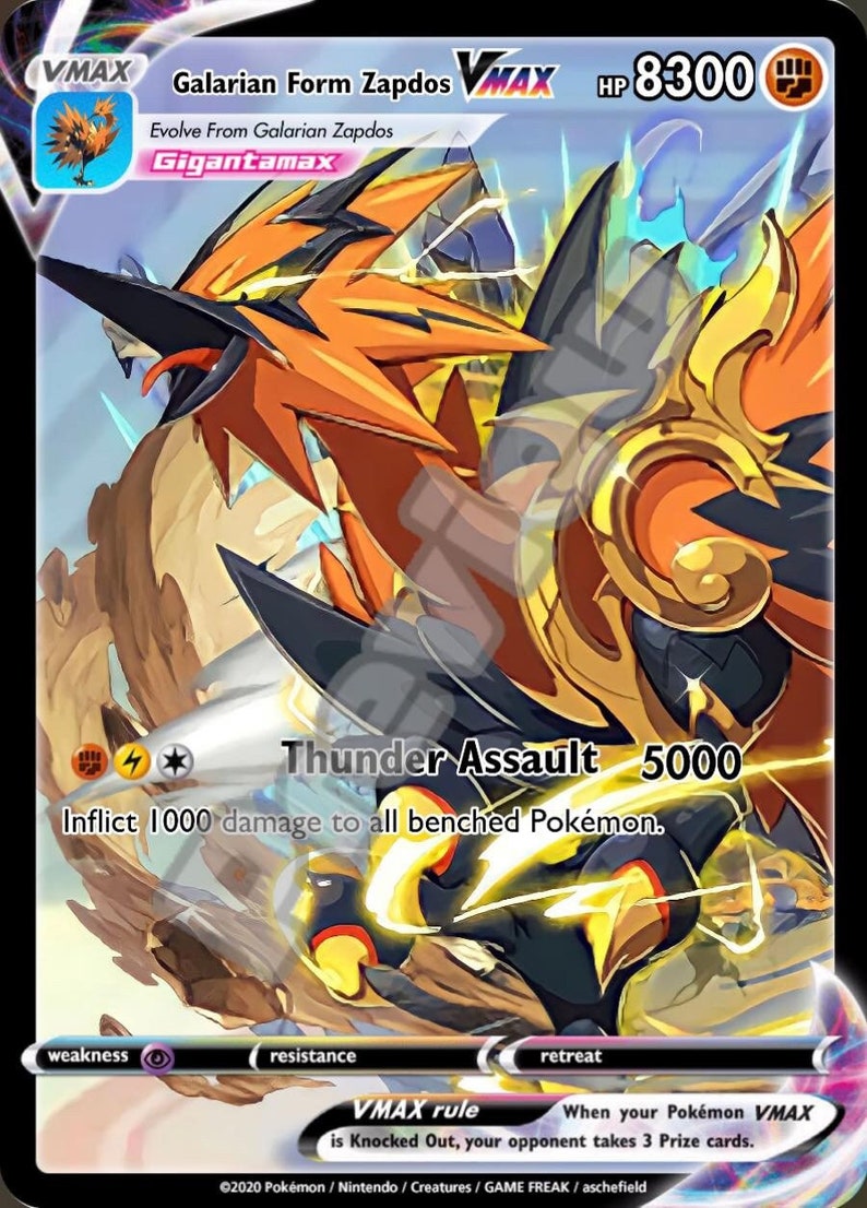 Galarian Zapdos Vmax Gx Ex Vstar Ash Ketchum Gx Pokemon Card - Etsy UK