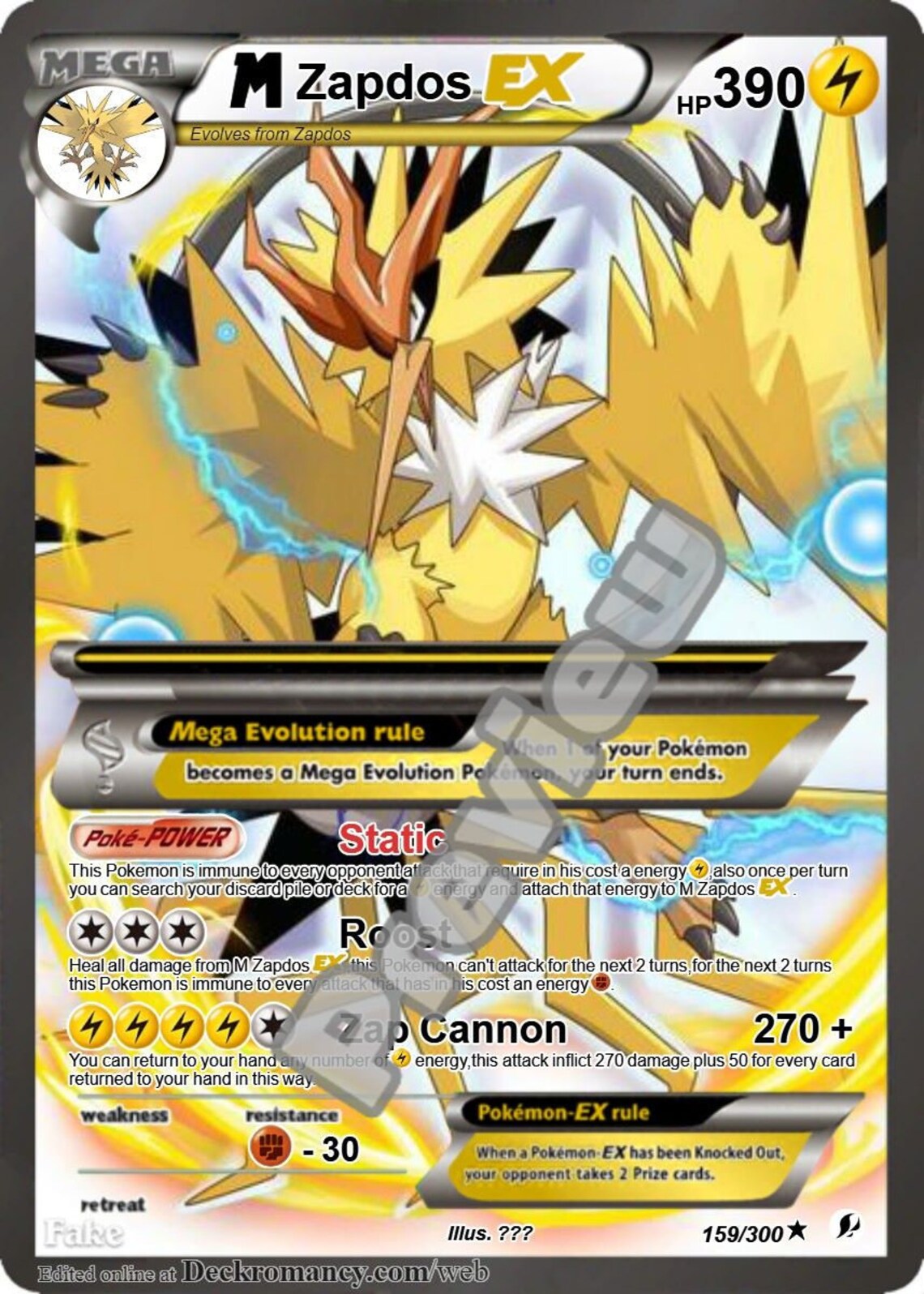 M Zapdos Ex Pokemon Card - Etsy