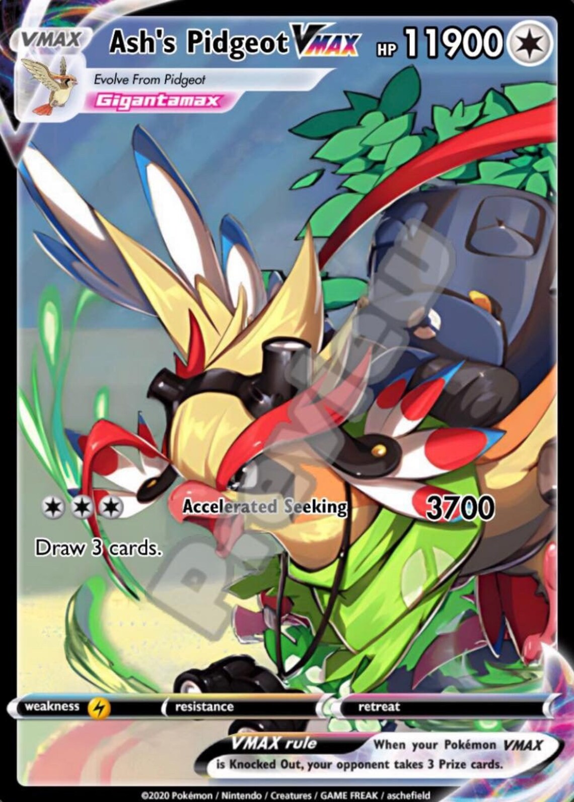 Ash Pidgeot VMAX Gx Pokemon Card - Etsy
