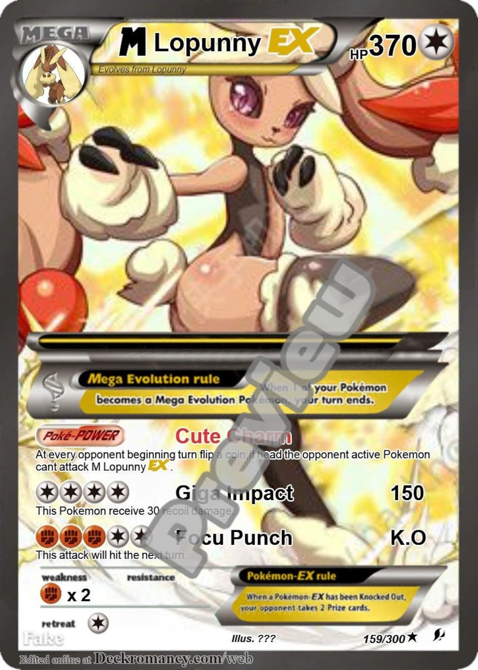 M Lopunny Ex Pokemon Card - Etsy