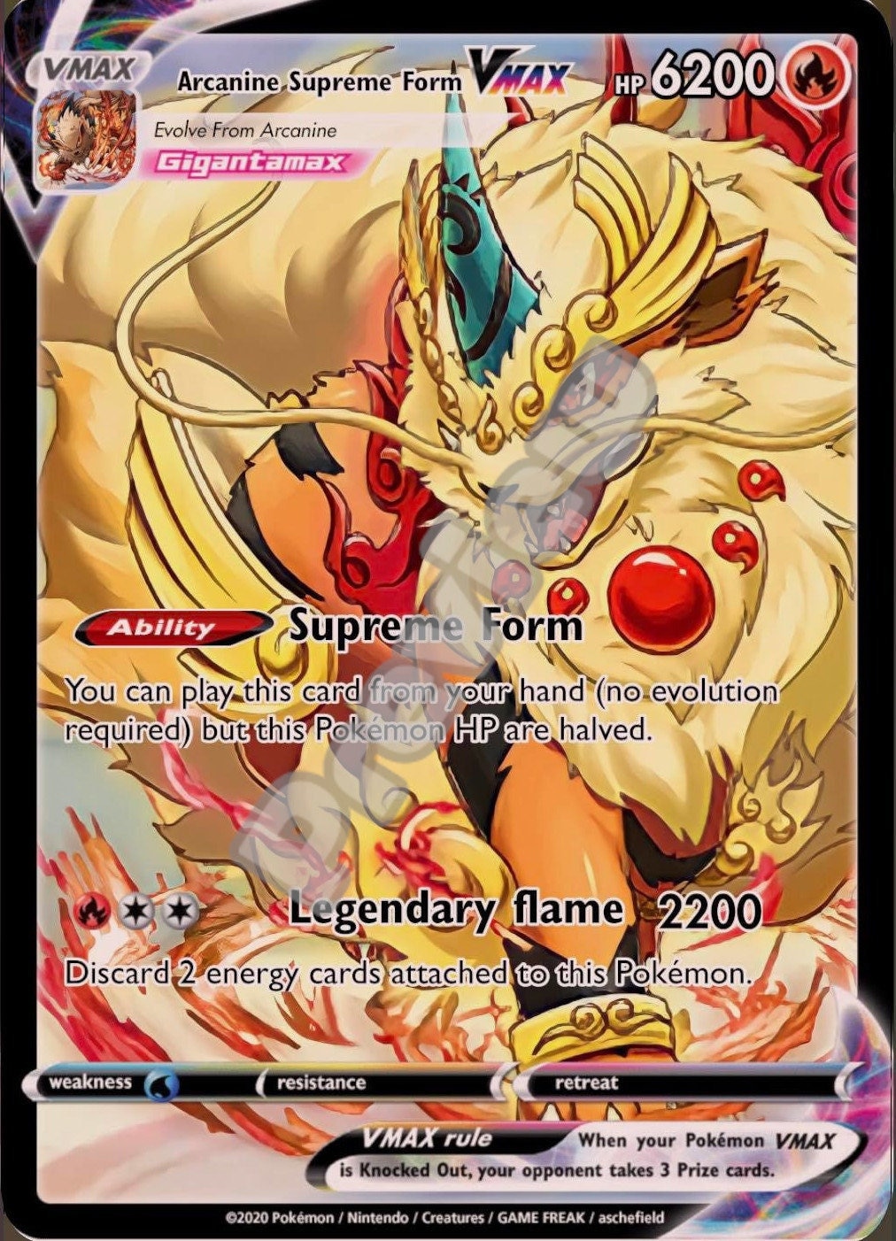 Arcanine Supreme Form VMAX Pokemon Card - Etsy