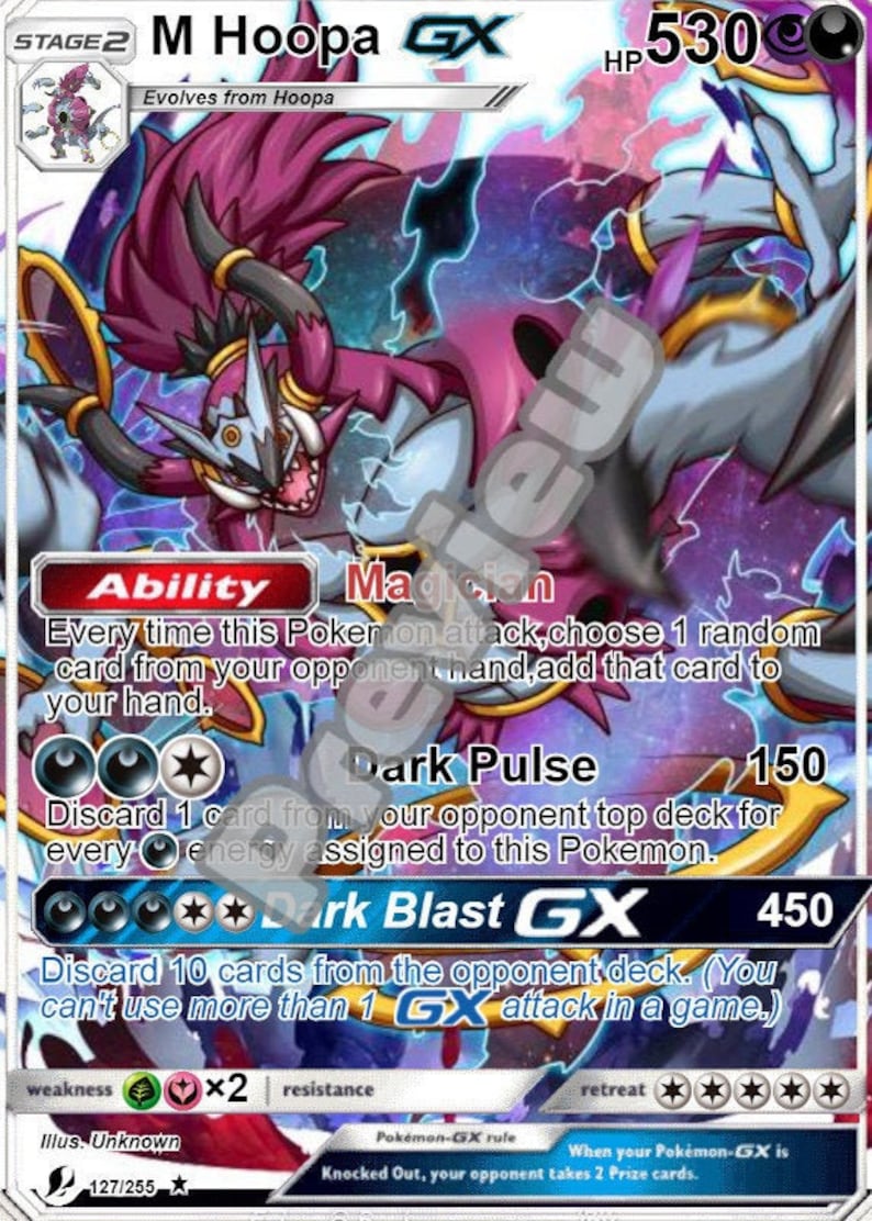 M Hoopa GX Pokemon Card - Etsy Canada