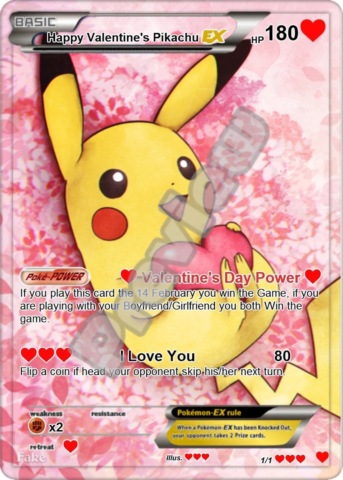 Feliz San Valentín Pikachu EX tarjeta pokemon - Etsy España