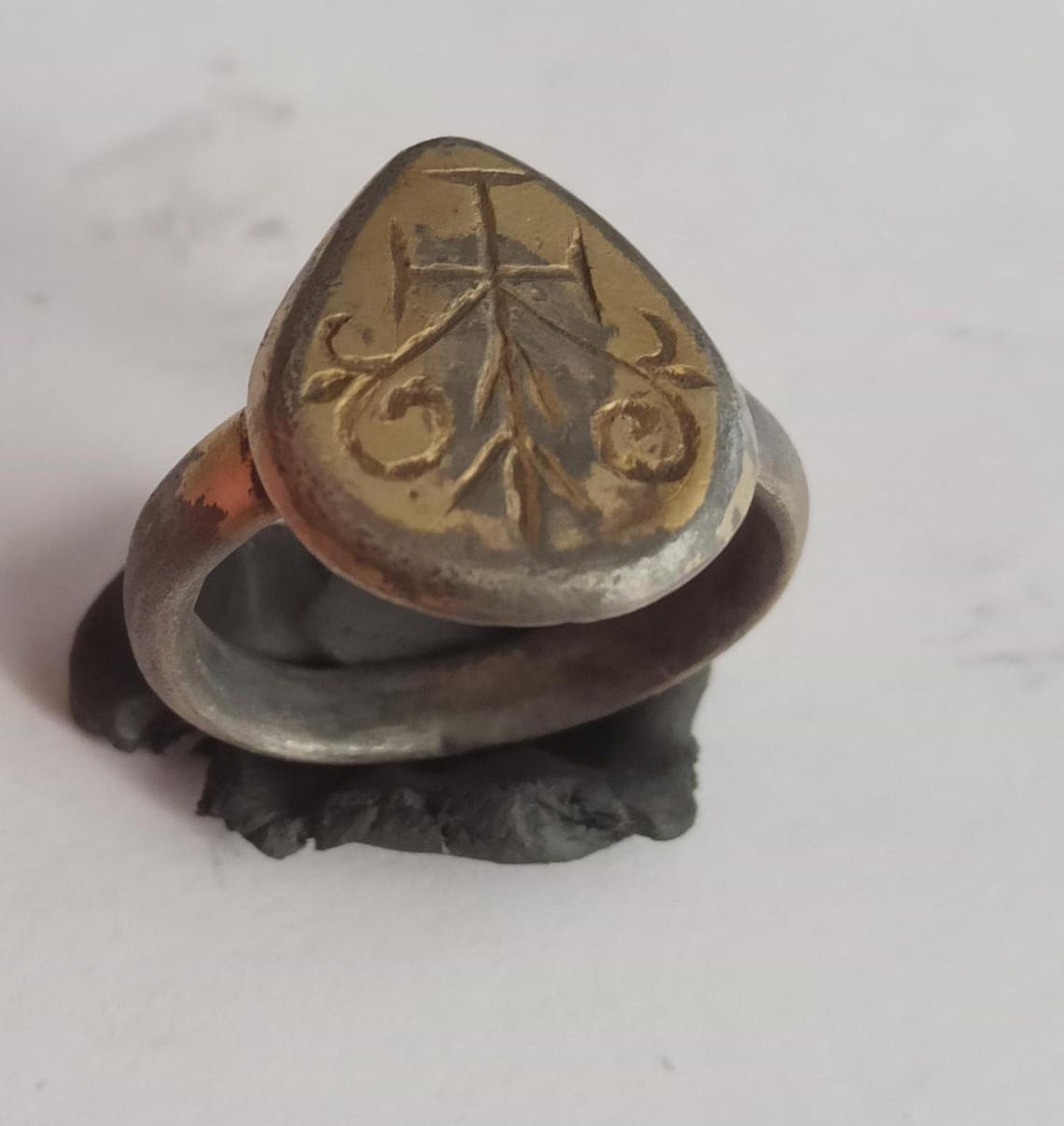 Fine Late Byzantine Silver Gilded Ring With Cross on Bezel 1300-1400 Ad ...