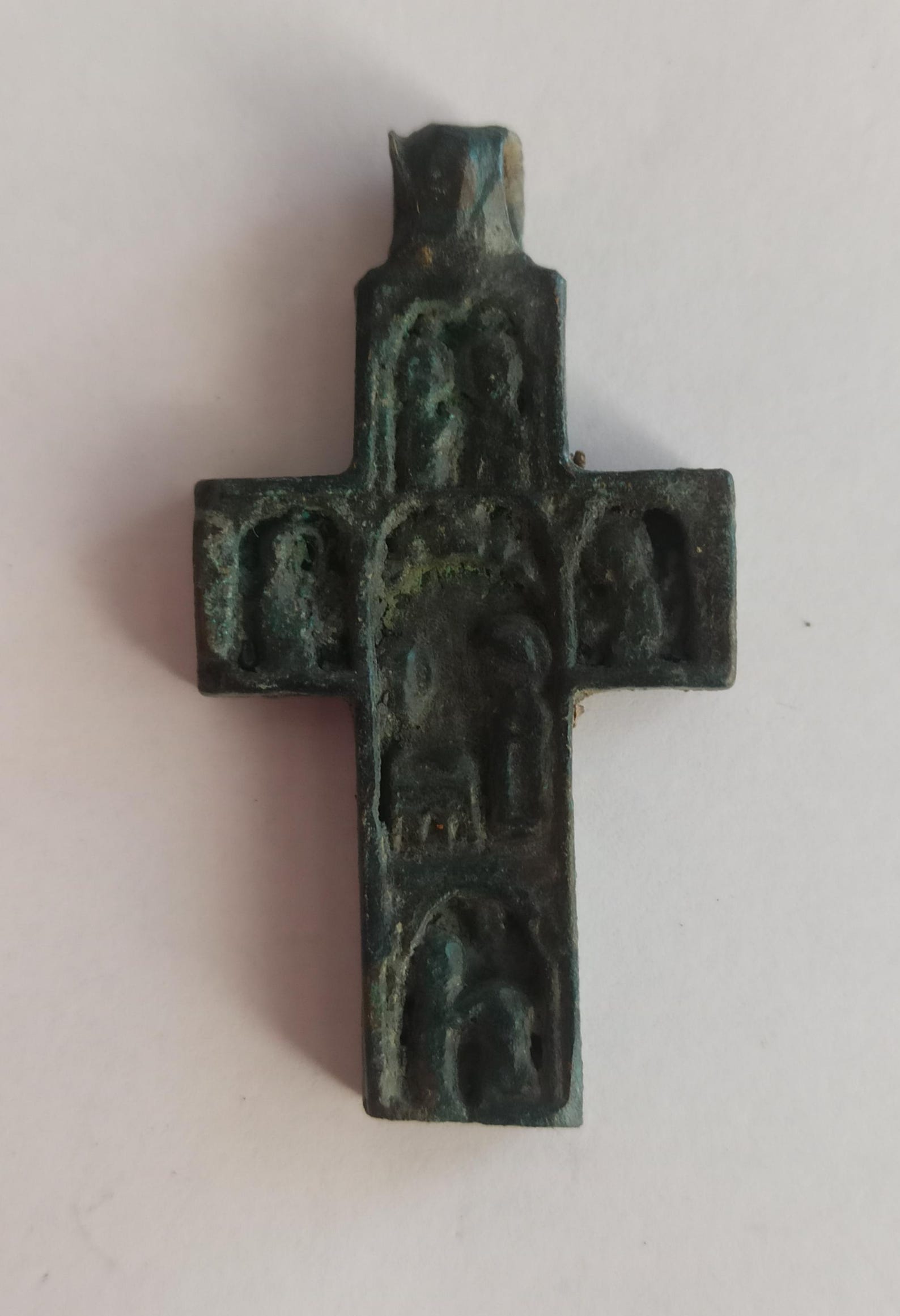 Rare Renaissance Period Bronze Cross Pendant With Jesus Christ & Saints ...