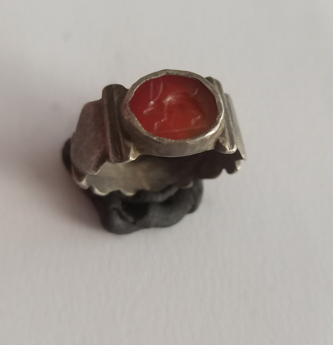 Fine Ancient Roman Silver Ring With Carnelian Depicting Hare 200-400 Ad ...