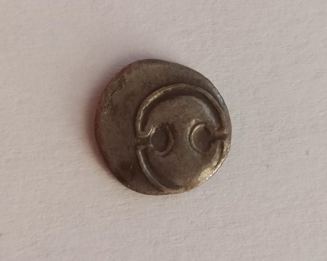 Rare Ancient Greek Silver Obol With Boeotian Shield & Crescent. Boeotia ...