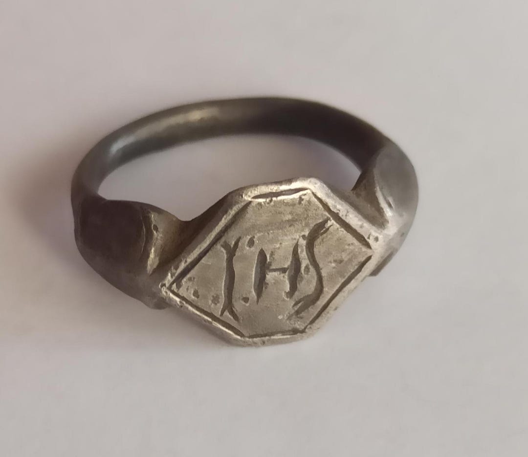 Rare Ancient Byzantine Silver Ring With Christogram 'IHS' 1300-1400 Ad ...