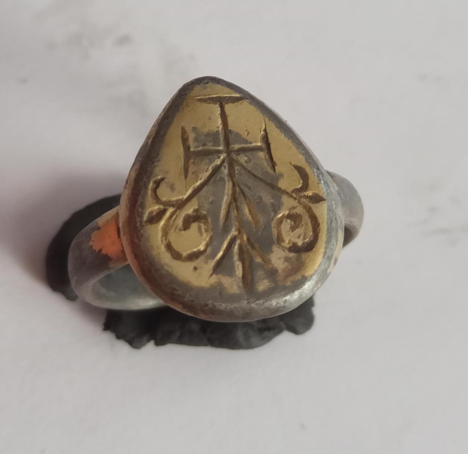 Fine Late Byzantine Silver Gilded Ring With Cross on Bezel 1300-1400 Ad ...