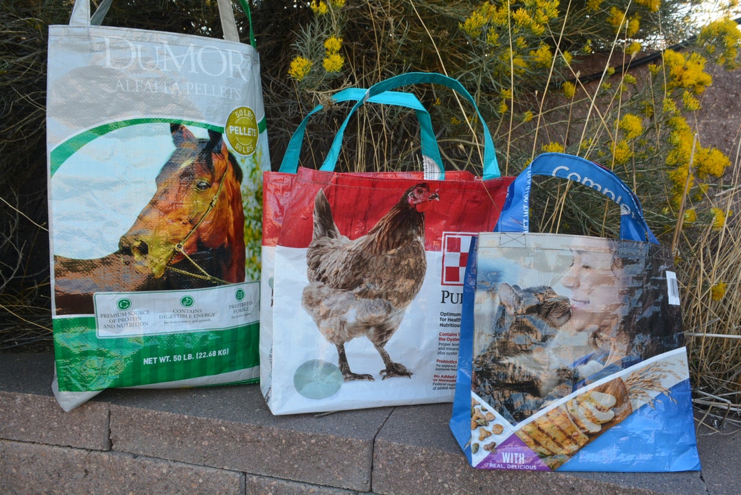 Upcycled Feed Bag Tote. RECYCLED FEED BAGS Totes, Reusable Tote Bag ...
