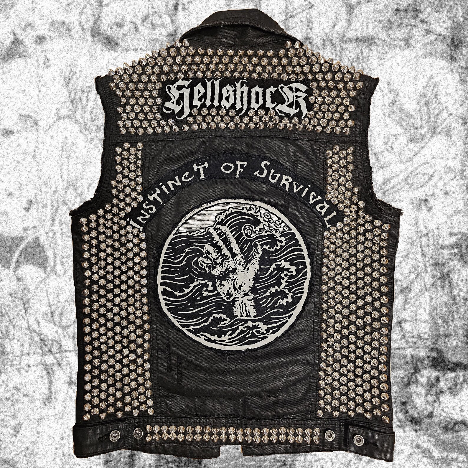 Crust Stenchcore Hellshock Instinct of Survival Effigy Punk Vest Jacket ...