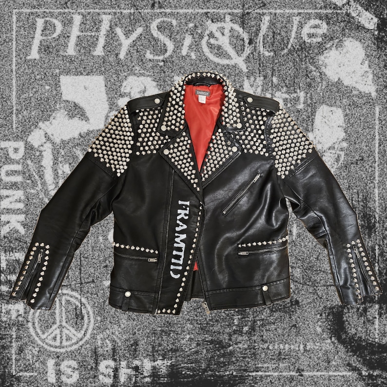 VEGAN LEATHER Crust Punk Jacket Disclose Framtid Physique D-beat Noise ...