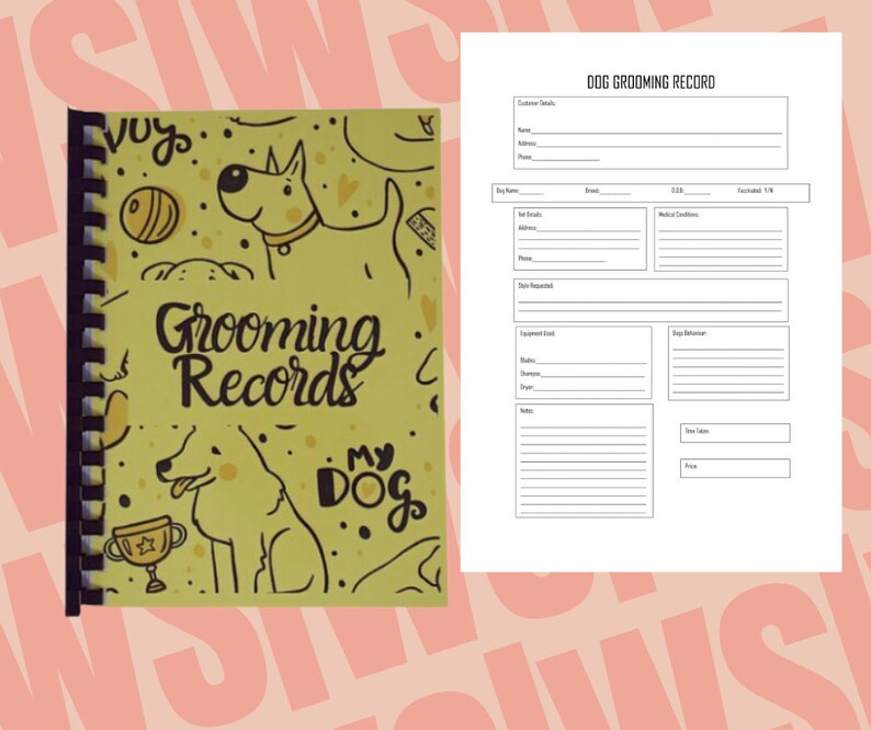 Dog Grooming Record Client Form Dog Groom Book Dog Groomer - Etsy