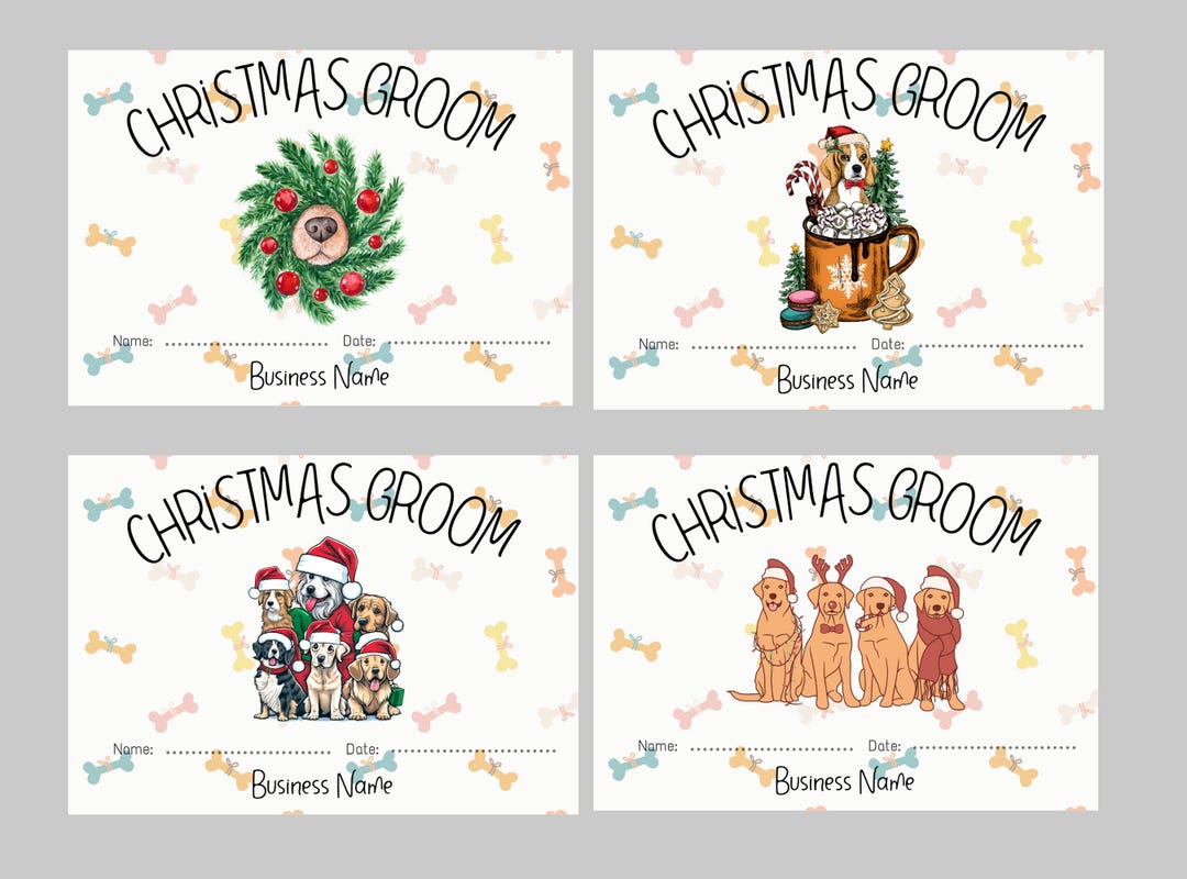 Christmas Groom Certificate Puppy Santa Groom Grooming Certificate Dog ...