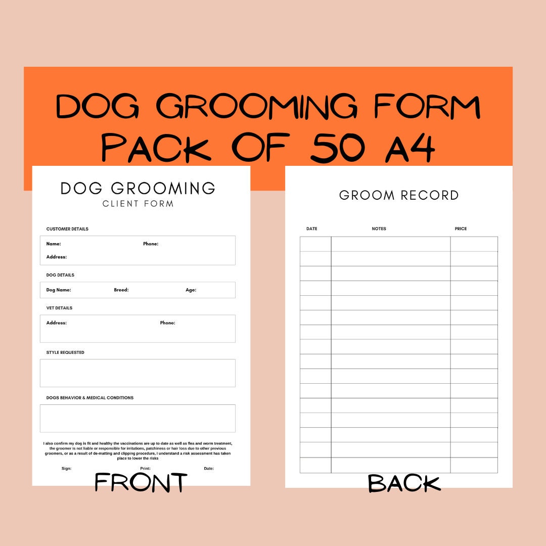 Dog Grooming Record Client Form Dog Grooming Contract Dog Groomer ...
