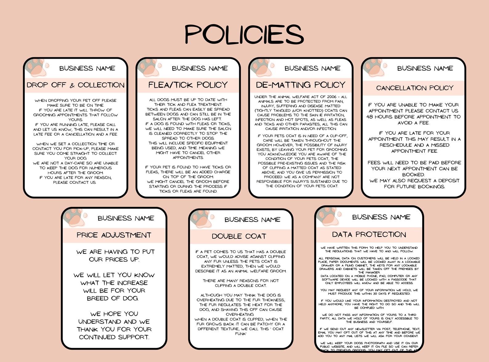 Dog Grooming Policy Forms Pack Dog Grooming Policies Dog Etsy Dog Grooming Policy Forms Pack Dog Grooming Policies Dog Etsy