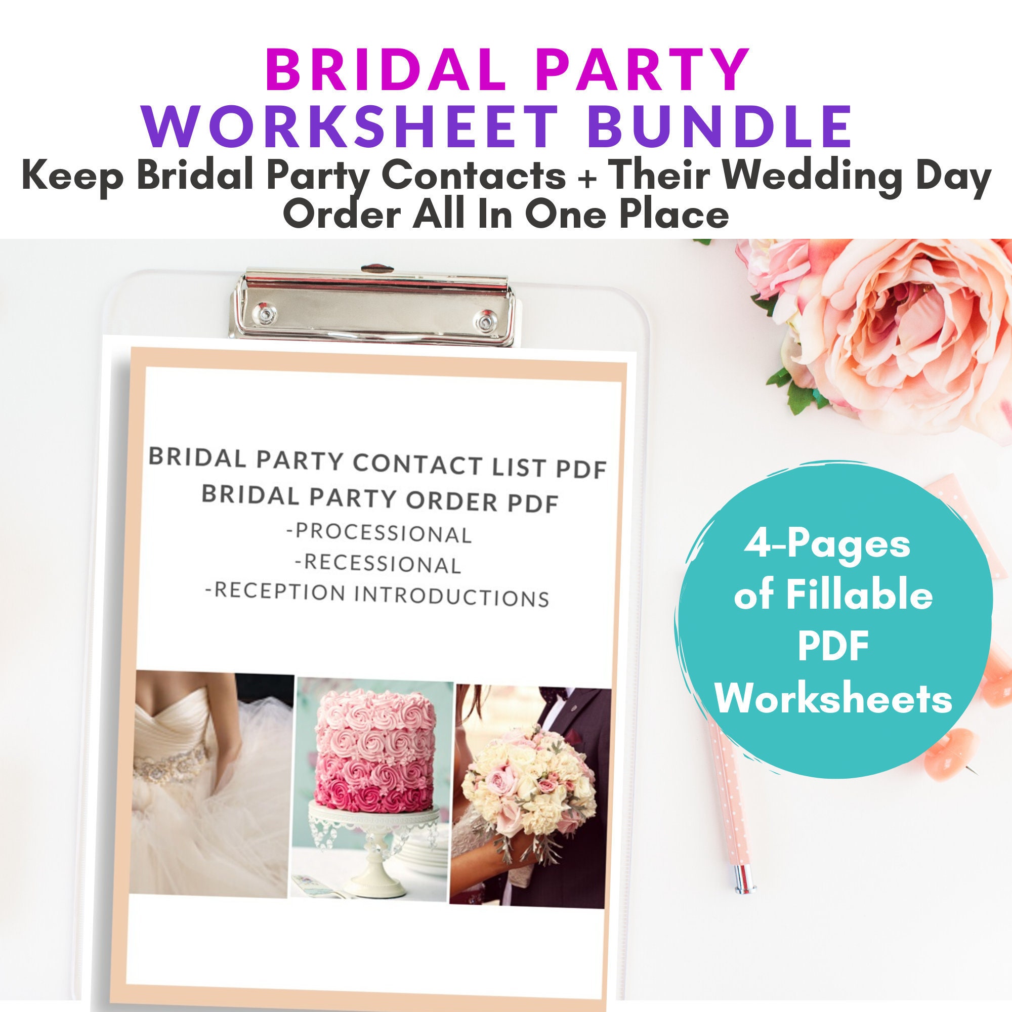 Wedding Bridal Party Printable PDF Bundle Printable Wedding - Etsy