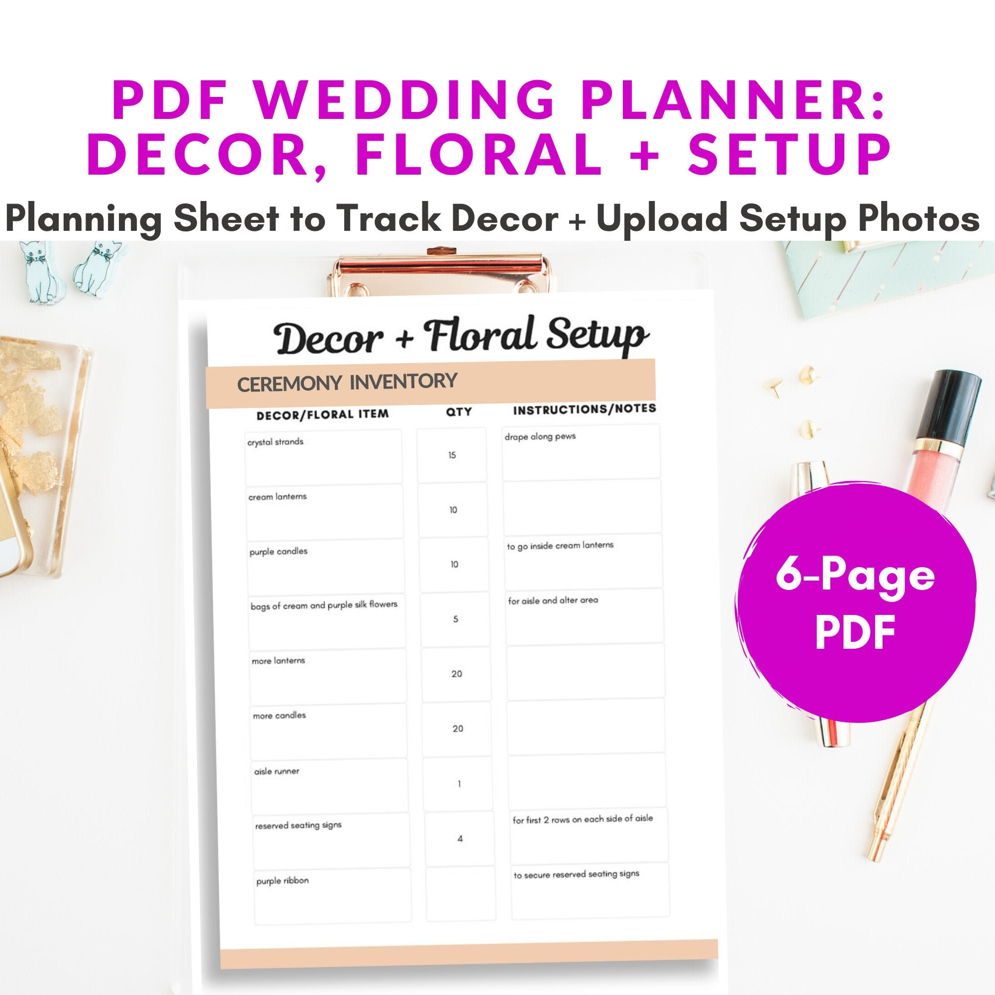 Wedding Decor and Floral PDF, Printable Wedding Planner, Wedding ...