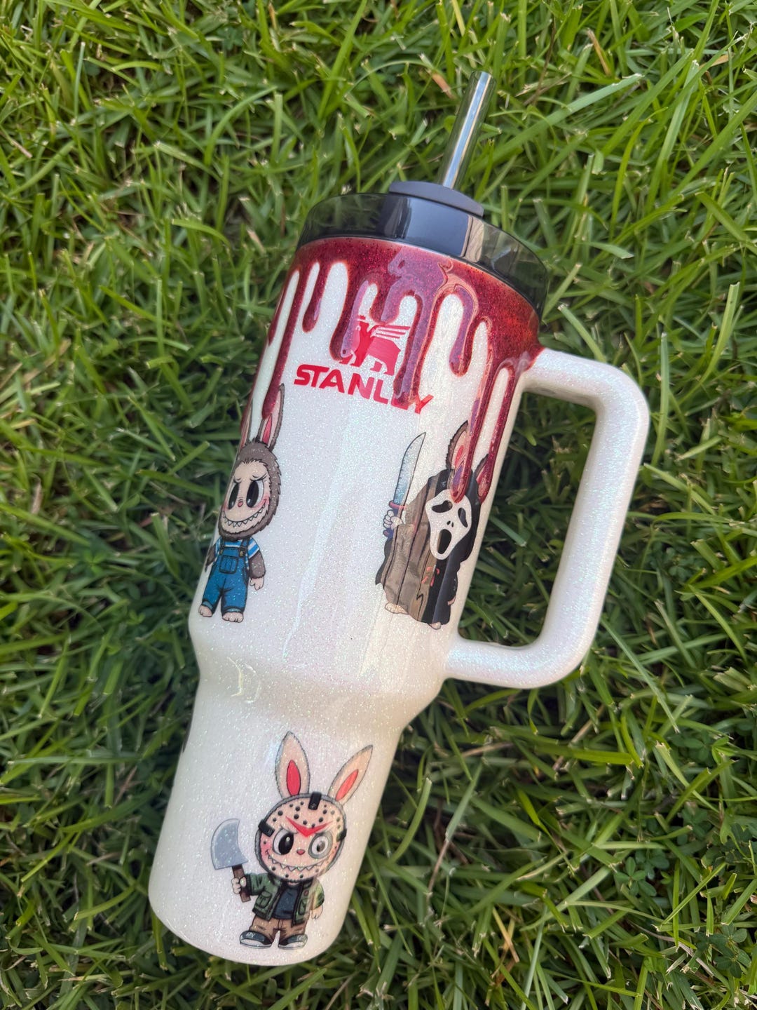 Blood Drip Horror Stanley Tumbler 40oz | Labubu Halloween Tumbler ...