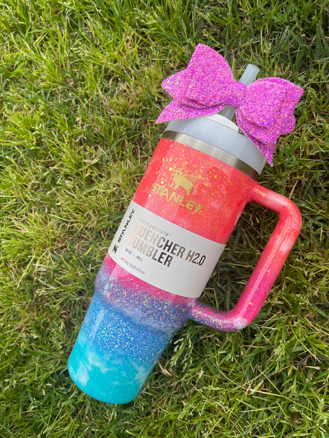 Customized Stanley Tumbler | Ombré NEON Tumbler 40oz | Personalized ...