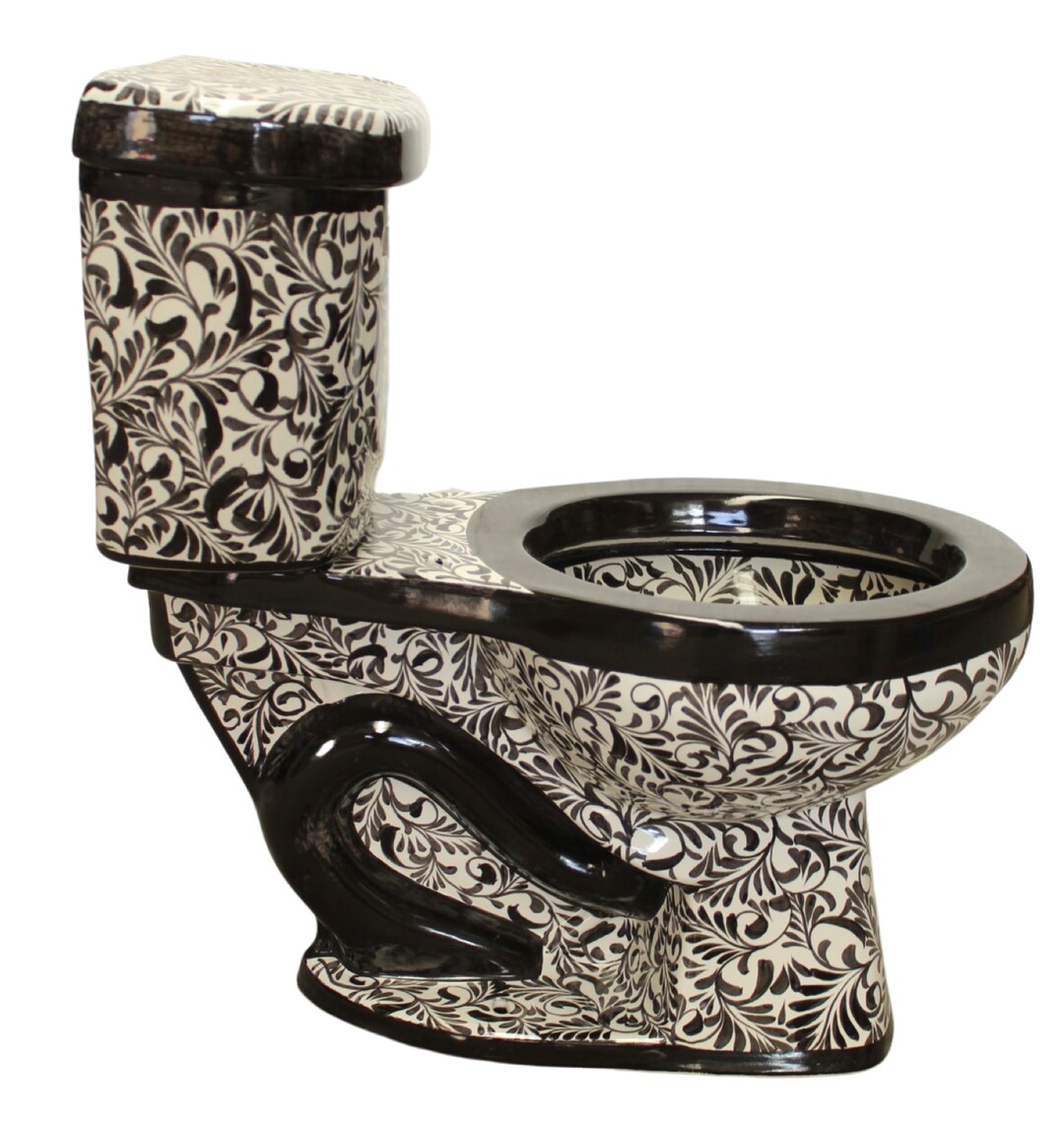 Mexican Talavera Ceramic Toilet Hand Painted Hojas Negras - Etsy