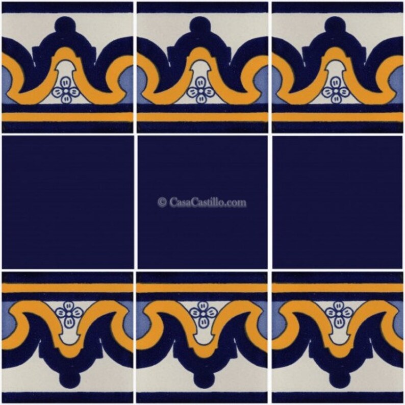 Mexican Talavera Ceramic Tiles Border Handcrafted Abasolo - Etsy