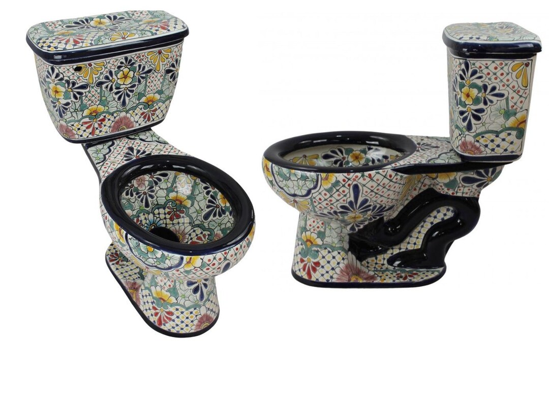 Mexican Talavera Ceramic Toilet Hand Painted - San Miguel Amarillo - - Etsy