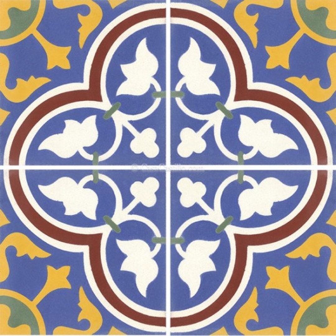 Mexican Mission Cement Tile Handcrafted 10 Sqf Roseton - Etsy