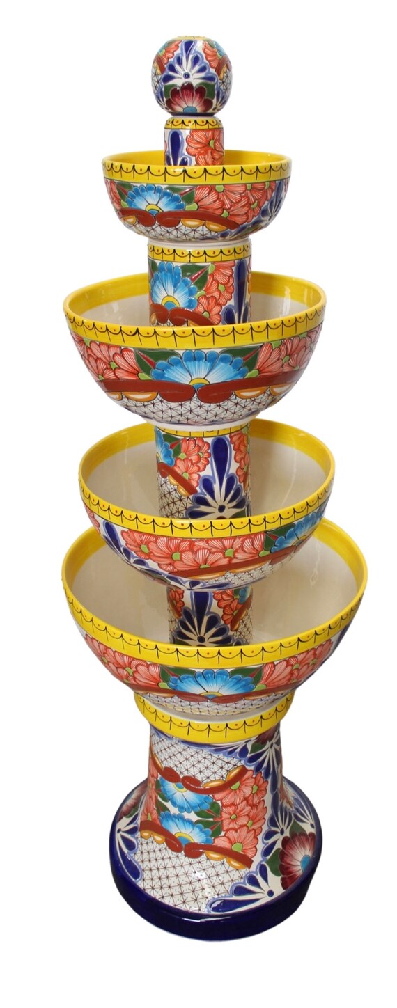 Mexican Talavera Fountain Handcrafted Floral Amarillo - Etsy
