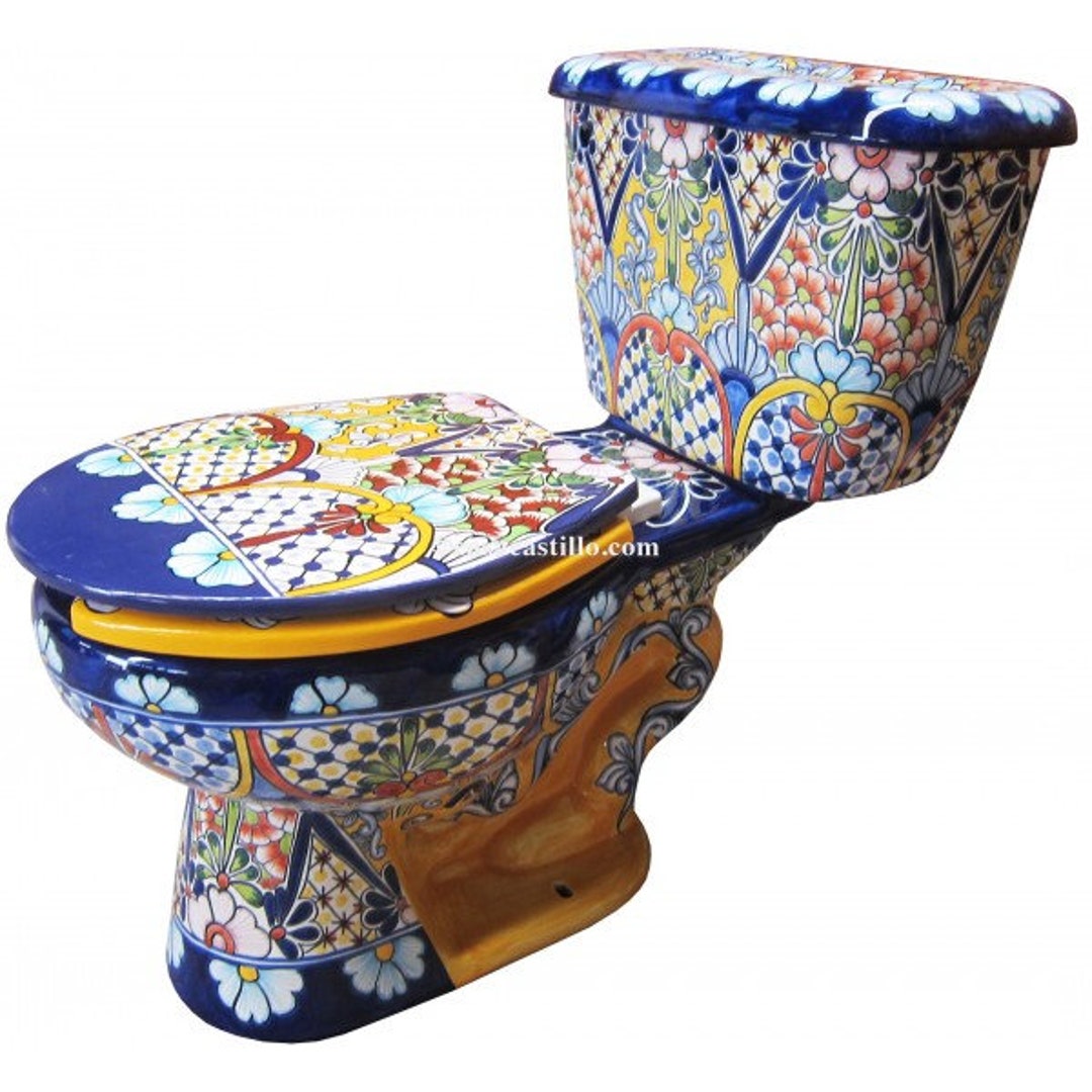 Mexican Talavera Ceramic Toilet Hand Painted Queretaro - Etsy