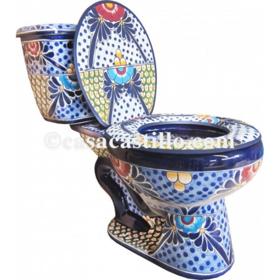 Mexican Talavera Ceramic Toilet Hand Painted Cancun - Etsy