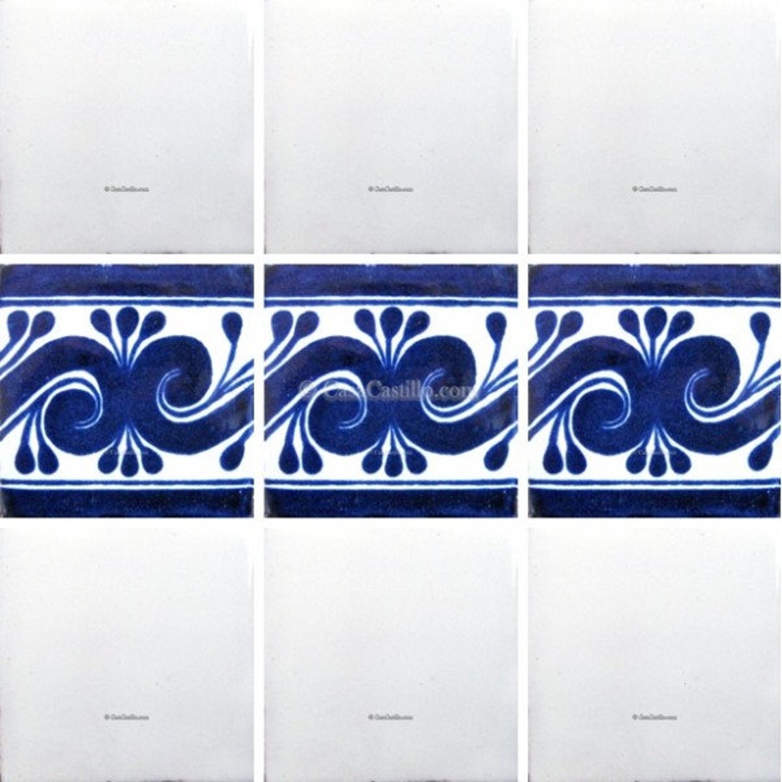 Mexican Talavera Ceramic Tiles Border Handcrafted Berceo2 - Etsy