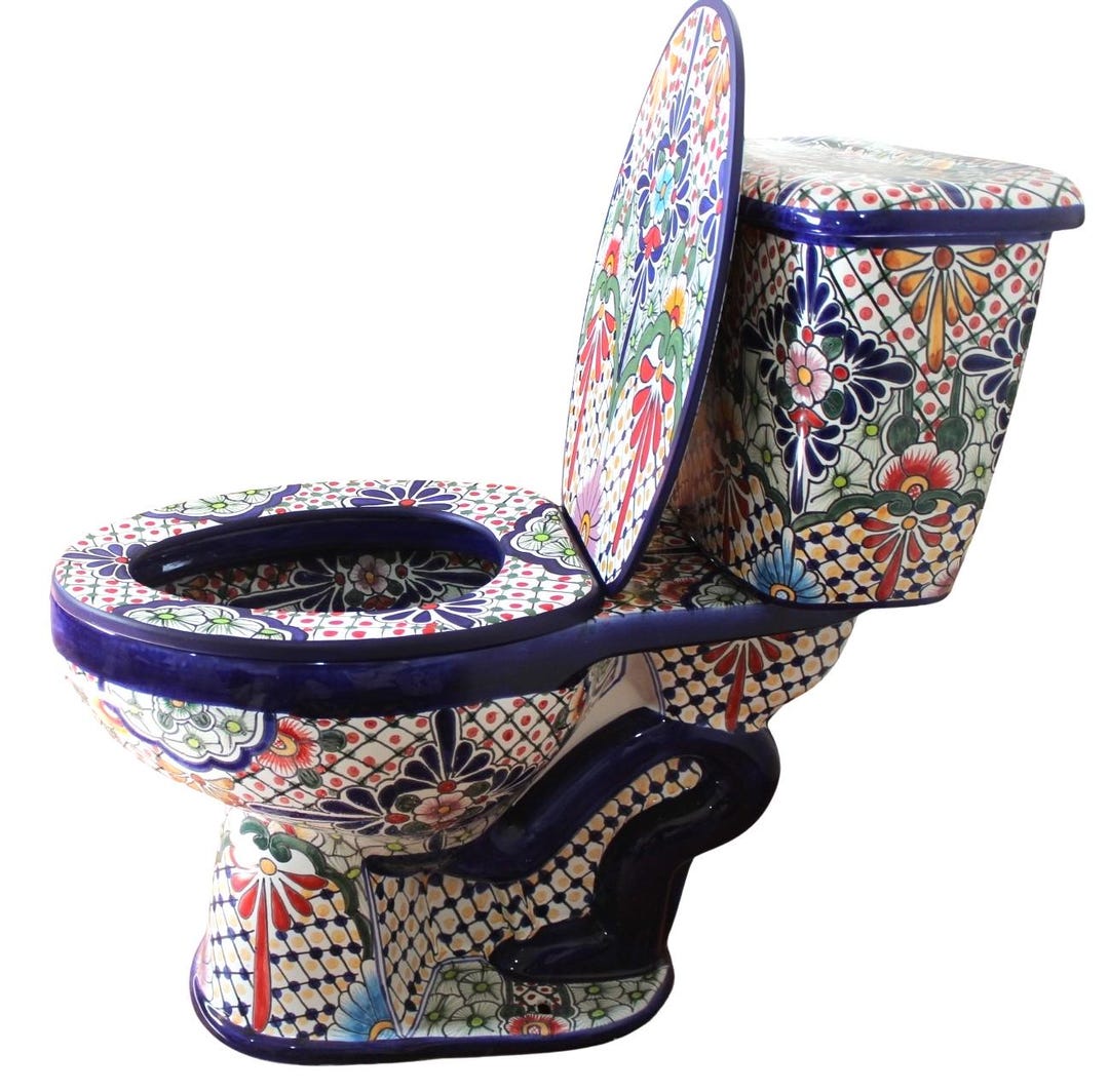 Mexican Toilet ELONGATED Comfort Height Hand Painted - San Miguel - - Etsy